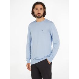 Rundhalspullover Calvin Klein "COTTON SILK CN SWEATER", Herren, Gr. 3XL, blau (kentucky blau), Strick, Obermaterial: 80% Baumwolle, 20% Seide, unifarben, Rundhals, B&uuml;ndchen, Pullover Rundhalspullover