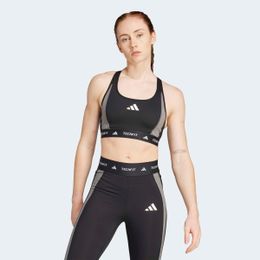 Sport-BH adidas Performance "TECHFIT MEDIUM SUPPORT COLORBLOCK", Damen, Gr. S, Cup A/B, schwarz (schwarz, grau four), Obermaterial: 73% Polyester, 27% Elasthan, BHs Sport-BH, Topseller
