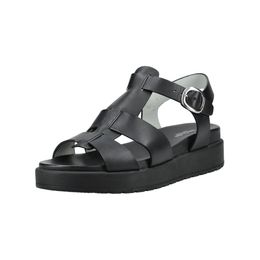 Keilsandalette Nero Giardini "Nero Giardini Sandalen Leder", Damen, Gr. 37, schwarz, Leder, Schuhe