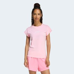 T-Shirt adidas Sportswear "W LIN SJ T", Damen, Gr. L, true pink, wei&szlig;, Obermaterial: 100% Baumwolle, normal, Shirts T-Shirt, sportlicher Stil, Kurzarm, ohne Verschluss, aus Baumwolle