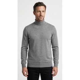 Rollkragenpullover OLYMP "OLYMP Strick Casual", Herren, Gr. 3XL, grau (silbergrau), Strick, Obermaterial: 100% Schurwolle, regular fit, Strickb&uuml;ndchen, Pullover Rollkragenpullover