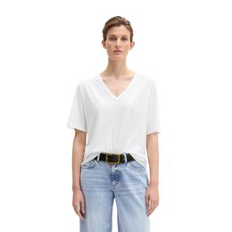 Marc O'Polo T-Shirt MARC O'POLO "mit angeschnittenen &Auml;rmeln", Damen, Gr. XS, wei&szlig;, Obermaterial: 67% Lyocell, 33% Baumwolle, unifarben, Basic, loose fit, V-Ausschnitt, Shirts T-Shirt