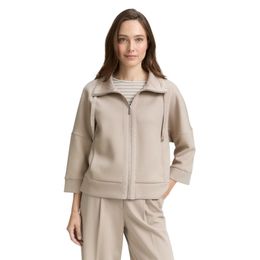 Sweatjacke Tom Tailor "Boxy", Damen, Gr. 3XL, soft taupe grau, Sweatware, Obermaterial: 51% Polyester, 42% Viskose, 7% Elasthan, unifarben, regular fit normal, ohne Ausschnitt, B&uuml;ndchen, Sweatjacken Sweatjacke, mit Taschen