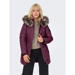 Parka Only "ONLIRIS FUR WINTER PARKA LIFE CC OTW", Damen, Gr. S, braun (mauve wine detail:braun fur), Web, Obermaterial: 100% Polyester, unifarben, regular fit taillenbedeckt, hoch geschlossener Ausschnitt, B&uuml;ndchen, Jacken Parka, Kunstfaser