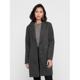 Langmantel Only "ONLCARRIE BONDED COAT OTW NOOS", Damen, Gr. XS, grau (dunkelgrau melange), Web, Obermaterial: 100% Polyester, unifarben, weit ca. Mitte Oberschenkel, V-Ausschnitt, M&auml;ntel, Polyester, l&auml;ssig weit