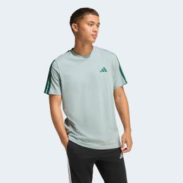 T-Shirt adidas Sportswear "3-STREIFEN", Herren, Gr. L, wonder sage, collegiate gr&uuml;n, Obermaterial: 100% Baumwolle, Rundhals, Shirts T-Shirt