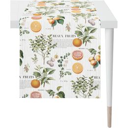 Tischl&auml;ufer Apelt "7699 SUMMERTIME, Sommerdeko, Sommer", bunt (wei&szlig;, orange, gr&uuml;n, natur), B:48cm L:140cm, Baumwolle, Tischdecken, Tischl&auml;ufer, Digitaldruck