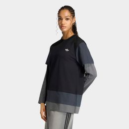 Langarmshirt adidas originals "LOOSE FIT LONGSLEEVE, LAGENLOOK", Damen, Gr. S, schwarz, Obermaterial: 100% Baumwolle, normal, Rundhals, Shirts Langarmshirt