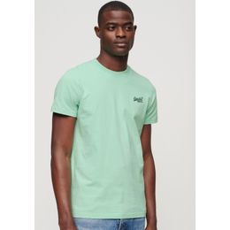 Rundhalsshirt Superdry "ESSENTIAL LOGO EMB TEE", Herren, Gr. S, gr&uuml;n (spearmint), Single Jersey, Obermaterial: 100% Baumwolle, unifarben, slim fit h&uuml;ftlang, Rundhals, Shirts Rundhalsshirt