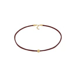 Choker Elli "Halskette Choker Velour Leder Bead Trend 925 Silber" Gr. 36, gold, Halsketten, Damen, ohne Stein, Silber 925 (Sterlingsilber), Choker