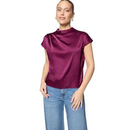 Satinbluse Zero "Damen mit Kragen", Damen, Gr. 42, magenta lila, Satin, Obermaterial: 96% Polyester, 4% Elasthan, gl&auml;nzend, figurbetont normal, eng, Blusen