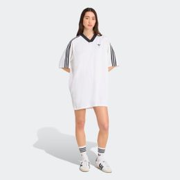 Shirtkleid adidas originals "ADICOLOR JACQUARD OVERSIZE", Damen, Gr. M, N-Gr, schwarz-wei&szlig; (wei&szlig;, schwarz), Obermaterial: 100% Polyester, Kleider Shirtkleid, sportlicher Stil, moderner 2000er-Vibe, aus Satin