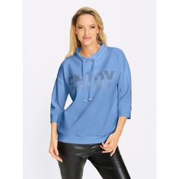 Sweatshirt Heine, Damen, Gr. 36, himmelblau, 50% Modal, 44% Polyester, 6% Elasthan, unifarben, Rundhals, Sweatshirts Sweatshirt