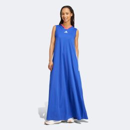 Shirtkleid adidas Sportswear "TIRO CUT 3-STREIFEN SOFT MESH LONG", Damen, Gr. S, N-Gr, wei&szlig; (semi lucid blau, wei&szlig;, pure ruby), Obermaterial: 100% Polyester, Kleider Shirtkleid, sportliches Design, f&uuml;r Laufen, aus weichem Mesh-Material