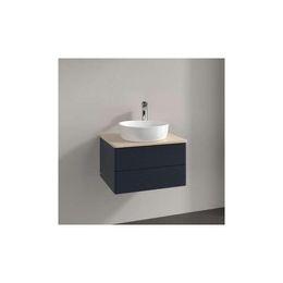 Villeroy & Boch Villeroy und Boch Antao Waschtisch-Unterschrank L18153HG mit Beleuchtung, 2 Ausz&uuml;ge, 600 x 360 x 500 mm, Front mit Struktur, Midnight Blue Matt Lacquer / Botticino