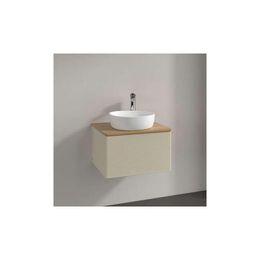 Villeroy & Boch Villeroy und Boch Antao Waschtisch-Unterschrank L29151HJ mit Beleuchtung, 1 Auszug, 600 x 360 x 500 mm, Front mit Struktur, Silk Grey Matt Lacquer / Honey Oak