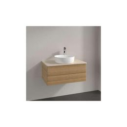 Villeroy & Boch Villeroy und Boch Antao Waschtisch-Unterschrank L19153HN mit Beleuchtung, 2 Ausz&uuml;ge, 800 x 360 x 500 mm, Front mit Struktur, Honey Oak / Botticino