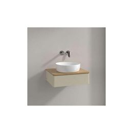 Villeroy & Boch Villeroy und Boch Antao Waschtisch-Unterschrank L07111HJ mit Beleuchtung, 1 Auszug, 600 x 190 x 500 mm, Front mit Struktur, Silk Grey Matt Lacquer / Honey Oak