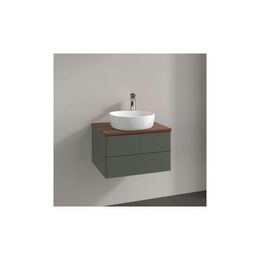 Villeroy & Boch Villeroy und Boch Antao Waschtisch-Unterschrank K18052HL 60x36x50cm, Hahnloch, Waschbeckenplattenfarbe warm walnut, leaf green matt lacquer