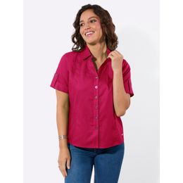 WITT Damen Kurzarm-Bluse im Baumwoll-Leinen-Mix, pink, Gr&ouml;&szlig;e 40