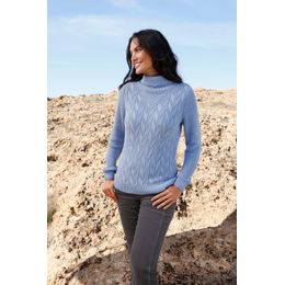 WITT Damen Langarm-Pullover mit Zopfmuster, bleu, Gr&ouml;&szlig;e 38