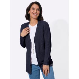 WITT Damen Longstrickjacke mit feiner Rippstruktur, marine, Gr&ouml;&szlig;e 38