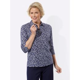 WITT Damen Poloshirt mit Glitzersteinchen, marine-lavendel-bedruckt, Gr&ouml;&szlig;e 38