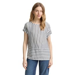 Tom Tailor Bluse Damen Gr&ouml;&szlig;e XXL grau / wei&szlig;