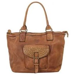 Shopper Samantha Look, Damen, Gr. B/H/T: 40cm x 26cm x 14cm onesize, braun (cognac), Leder, Taschen Shopper, echt Leder, Made in Italy