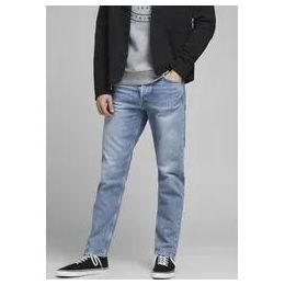 Jack & Jones Loose-fit-Jeans JACK & JONES "JJICHRIS JJORIGINAL SBD 921 SN", Herren, Gr. 34, L&auml;nge 32, blau (blau denim1), Denim/Jeans, Obermaterial: 100% Baumwolle, leichte Abriebeffekte, loose fit lang, Jeans, Baumwolle, loose fit