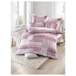 Bettw&auml;sche Biberna Gr. 1, rosa (ros&eacute;), B/L: 135cm x 200cm, Seersucker, B/L: 80cm x 80cm, 3 Stk., Seersucker, 100% Baumwolle, Bettw&auml;sche, Bettw&auml;sche