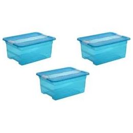 Organizer keeeper "cornelia", blau, B:29,5cm H:17,5cm T:39,5cm, Kunststoff, Aufbewahrungsboxen, Aufbewahrungsbox, 12 L, mit Deckel, Schiebeverschluss