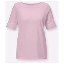 Kurzarmshirt Classic Basics "Shirt", Damen, Gr. 42, rosa (ros&eacute;), 100% Baumwolle, unifarben, U-Boot-Ausschnitt, Shirts