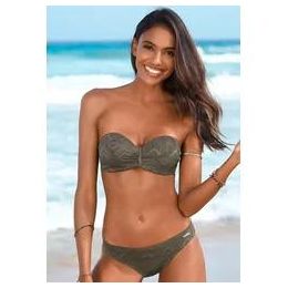 B&uuml;gel-Bandeau-Bikini Buffalo "Romance", Damen, Gr. 42, Cup E, gr&uuml;n (oliv), Polyamid, strukturiert, unifarben, Bikini-Sets, aus Strukturware