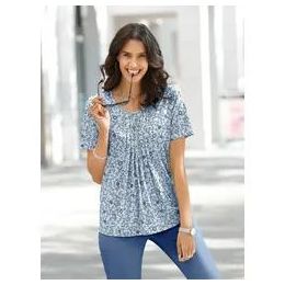 Print-Shirt Inspirationen "Shirt", Damen, Gr. 38, blau (hellblau, jeansblau, bedruckt), 95% Polyester, 5% Elasthan, gebl&uuml;mt, gemustert, mehrfarbig, Rundhals, Shirts