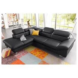 Ecksofa COTTA "Driver L-Form", schwarz, B:268cm H:73cm T:214cm, Kunstleder SOFTLUX;LEDER BEEFY (ein abgedecktes Spalt-Rindsleder) im Sitz und R&uuml;cken (Korpus in Kunstleder);Luxus-Kunstleder;Leder Pampas (echtes Rindsleder) im Sitz und R&uuml;cken (R&uuml;ckseite mit Spannstoff bezogen), Sofas, Ecksofa, mit Kopfteilverstellung, wahlweise mit Bettfunktion & Bettkasten