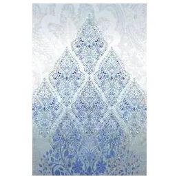 Plaid Fleuresse "4223", blau (blau, hellblau, dunkelblau, grau, wei&szlig;), B:180cm L:270cm, Mako-Satin, Wohndecken, Mako Satin, Baumwolle, 135x200, 155x220, 200x200cm, Rei&szlig;verschluss