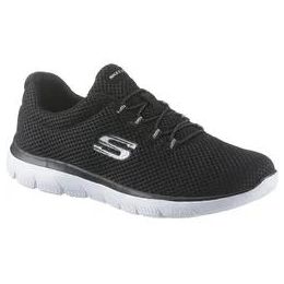 Slip-On Sneaker Skechers "Summits", Damen, Gr. 39, schwarz, Synthetik, Textil, Schuhe, Slipper, Freizeitschuh, Komfortschuh mit gepolstertem Schaftrand, Topseller