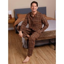 w&auml;schepur men Herren Pyjama, schoko-cognac-kariert, Gr&ouml;&szlig;e 44/46
