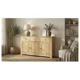 Sideboard OTTO HOME "Gotland", beige (gelaugt ge&ouml;lt), B:147cm H:89cm T:40cm, Sideboards, Sideboard, Kommode, Breite 147 cm, aus massiver Kiefer, FSC