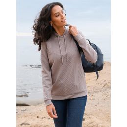 WITT Damen Sweatshirt mit &uuml;berlappendem Stehkragen, taupe, Gr&ouml;&szlig;e 36