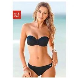 B&uuml;gel-Bandeau-Bikini Buffalo "Romance", Damen, Gr. 42, Cup E, schwarz, Polyamid, strukturiert, unifarben, Bikini-Sets, aus Strukturware