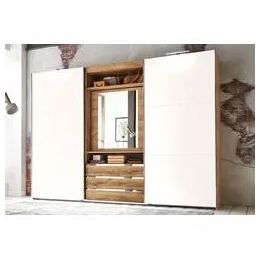 Schwebet&uuml;renschrank wimex "Magic by fresh to go", braun (plankeneiche nachbildung, wei&szlig;), B:300cm H:216cm T:65cm, Schr&auml;nke, Schwebet&uuml;renschrank, mit drehbarer Spiegelt&uuml;r
