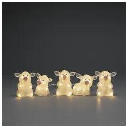Konstsmide LED-Lichterkette "Schwein", Energieeffizienz: F (A-G), transparent (klar), Dioden 40 Stk. Flammen 40 Stk., Kabell&auml;nge 5m x Gesamtl&auml;nge 9m, Lichterketten, LED Acryl Schweine 5-er Set, transparent, 40 warm wei&szlig;e Dioden