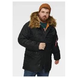 Parka Alpha Industries "N3B VF 59", Herren, Gr. 3XL, schwarz, Web, Obermaterial: 100% Nylon. Futter: 100% Nylon. Wattierung: 100% Polyester, unifarben, normal, gerader Abschluss mit Windstopper, Jacken Parka, mit abnehmbarem Kunstfellkragen