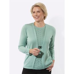 WITT Damen 2-in-1-Pullover mit Ajourmuster, kalkmint, Gr&ouml;&szlig;e 40