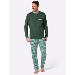 w&auml;schepur men Herren Schlafanzug, moos-jade-bedruckt, Gr&ouml;&szlig;e 44/46