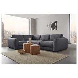 Ecksofa Home Affaire "Bloomfield, Breite 304cm, Mega Polsterecke mit viel Platz, L-Form", grau (graphite), B:224cm H:84cm T:304cm, 92% Polyester 8% Nylon, Sofas, Ecksofa, extra tiefe Sitzfl&auml;che, wahlweise mit Sitztiefenverstellung