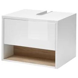 Waschbeckenunterschrank Home Affaire "Studio Line, Badschrank in Hochglanz Wei&szlig;, Waschtisch", wei&szlig; (wei&szlig;, eichefarben), B:60cm H:44cm T:46cm, Schr&auml;nke, Waschbeckenunterschrank, in zwei Farben verf&uuml;gbar, ausreichend Stauraum