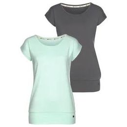 Yoga & Relax Shirt OCEAN SPORTSWEAR "Soulwear - Essentials Yoga Shirts", Damen, Gr. 48, gr&uuml;n (mint, anthrazit), Single Jersey, Obermaterial: 92% Polyester, 8% Elasthan, figurbetont h&uuml;ftbedeckend, Rundhals, Shirts, leicht &uuml;berschnittene Schultern, l&auml;ngerer Schnitt